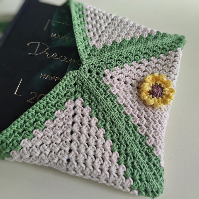 Crochet Book Sleeve Pattern PDF Video – Envelope Style Crochet Cover ...
