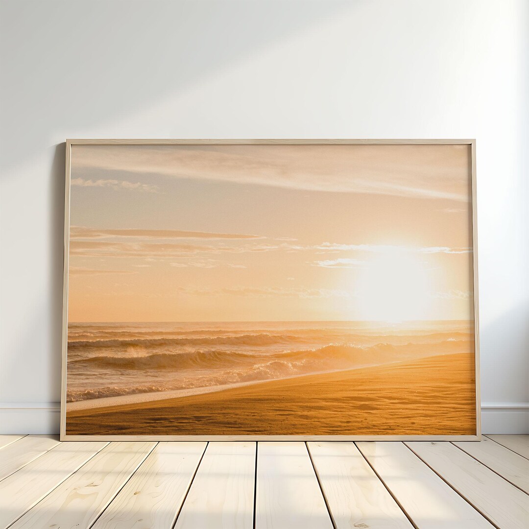 Spanish Sunset Beach Print – Ocean Waves & Golden Sand Photography ...