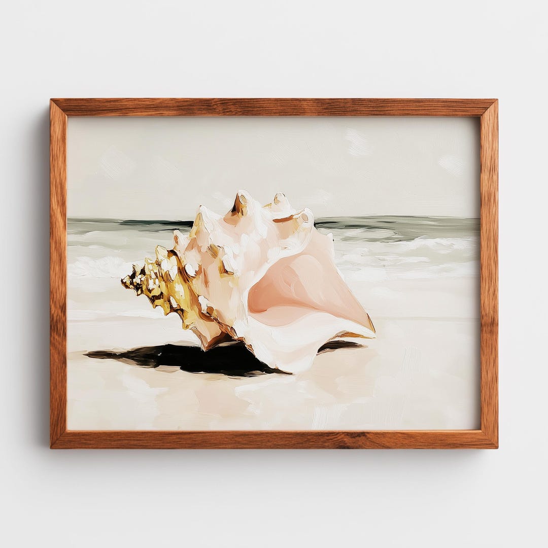 Coastal Conch Shell Painting, Serene Seaside Wall Art (digital Download ...