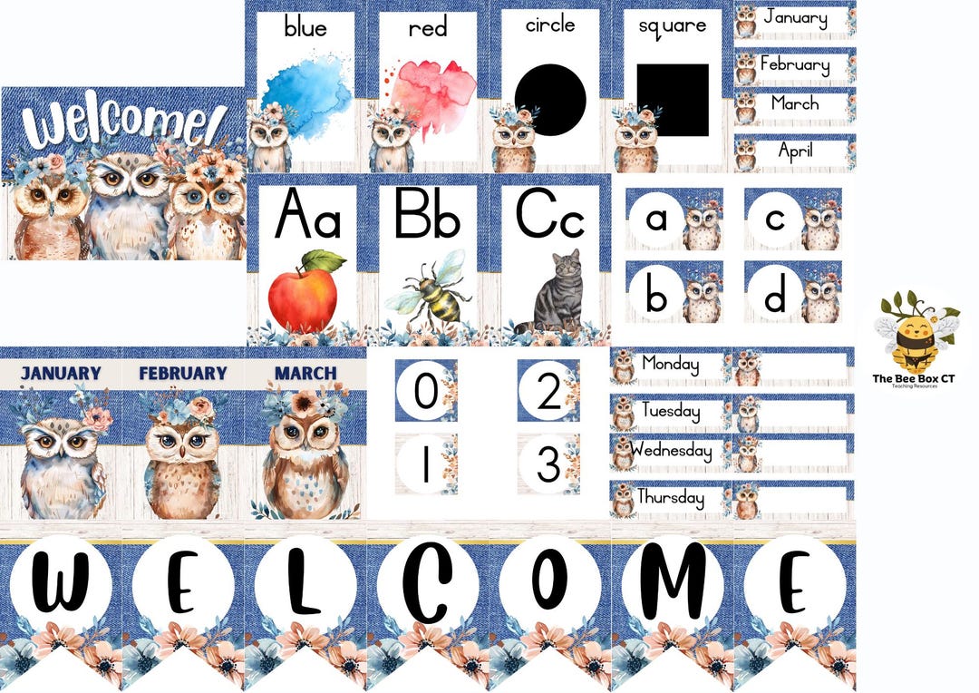 Boho Owl Classroom Decor Set - Etsy