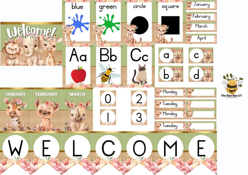Bohemian African Animals Classroom Decor Set - Etsy