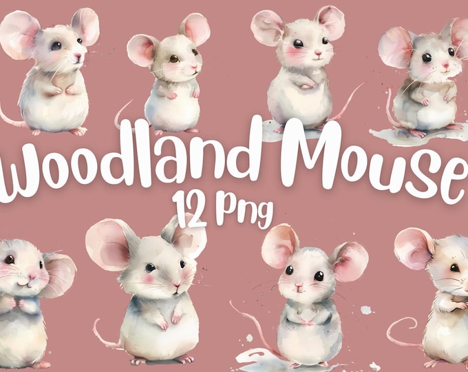 10 Woodland Mouse Family Clipart Bundle, Cute Mouse Illustration ...