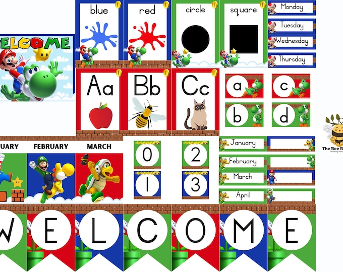 Super Mario Inspired Themed Classroom Birthday Set - Digital File - Etsy