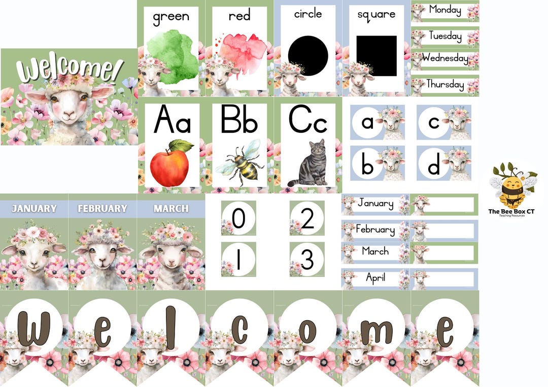 Floral Sheep Classroom Decor Set - Etsy