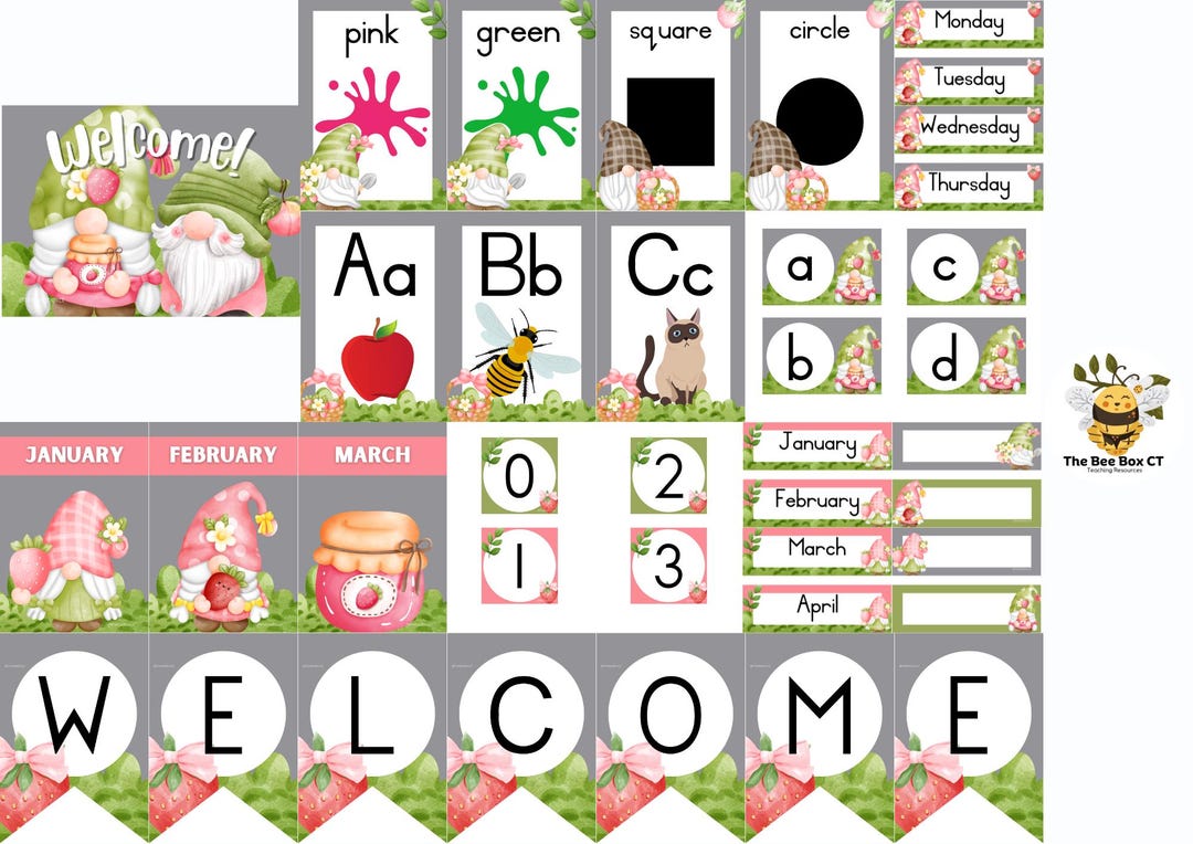 Strawberry Gnomes Classroom Decor Set - Etsy