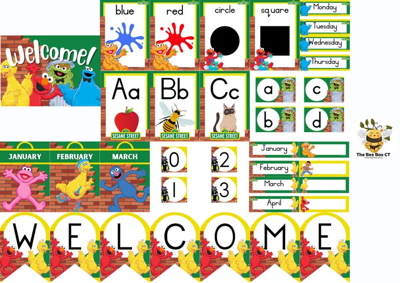 Sesame Characters Classroom Decor Set - Etsy