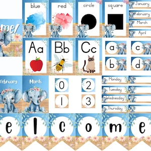 Floral Elephants Classroom Decor Set - Etsy