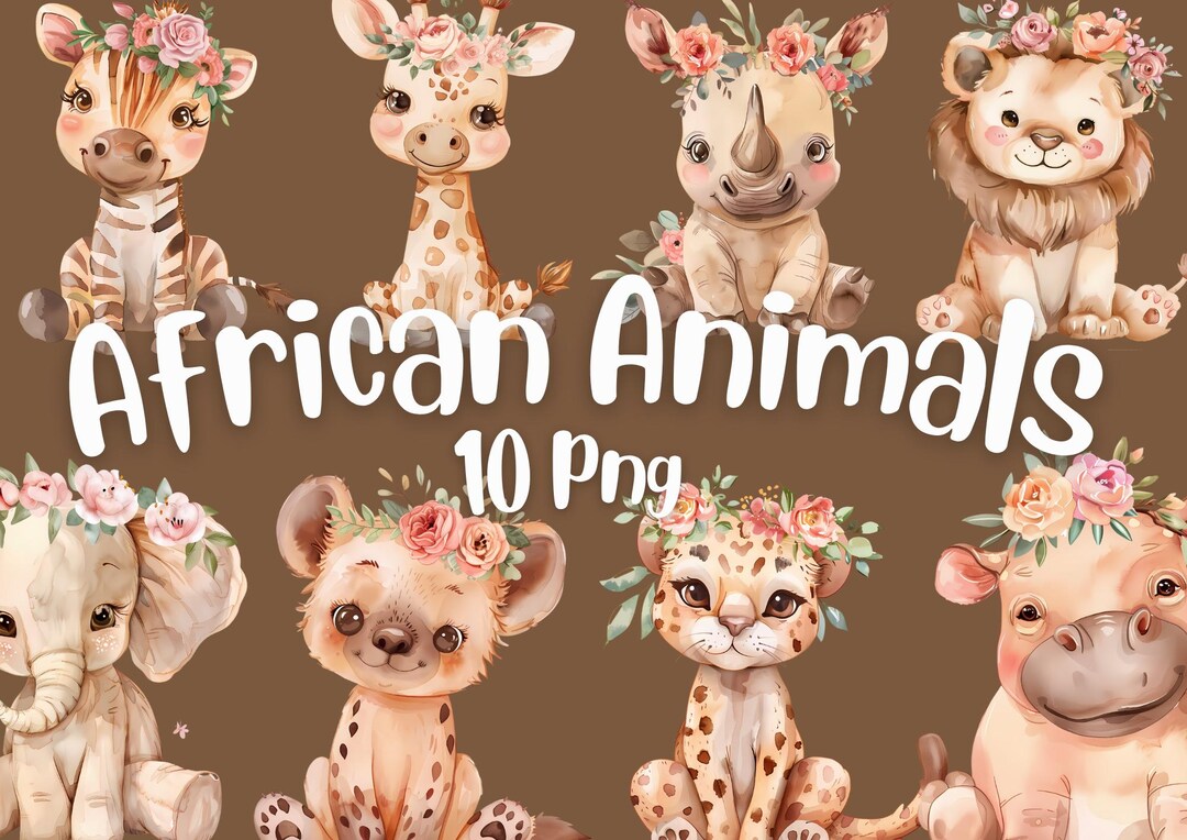 Boho African Animals Clip Art Set - Etsy