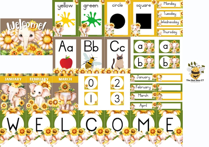 Sunflower Elephant Classroom Decor Set - Etsy