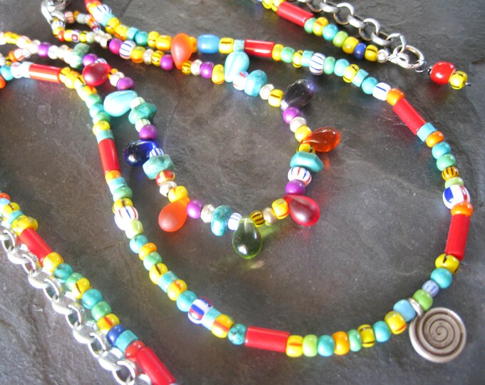Colorful African Bead Necklace Ethnic Beaded Necklace Ethnic Etsy