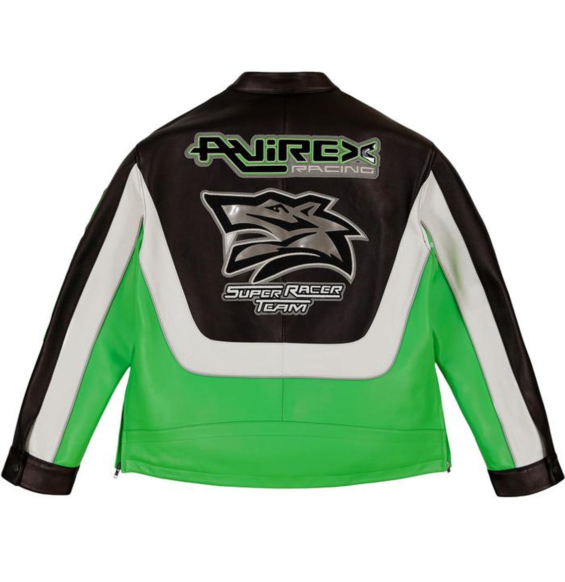 Handmade Avirex Black & Green Racer Jacket | Men's Cowhide Leather ...