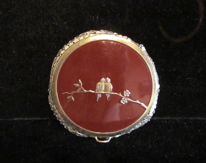 Vintage Compact Evans Compact Silver Mesh Compact 1930's Compact Enamel ...