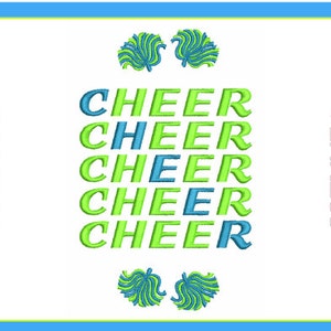 Cheer Word Across With Pom-poms Machine Embroidery Design Cheerleader ...