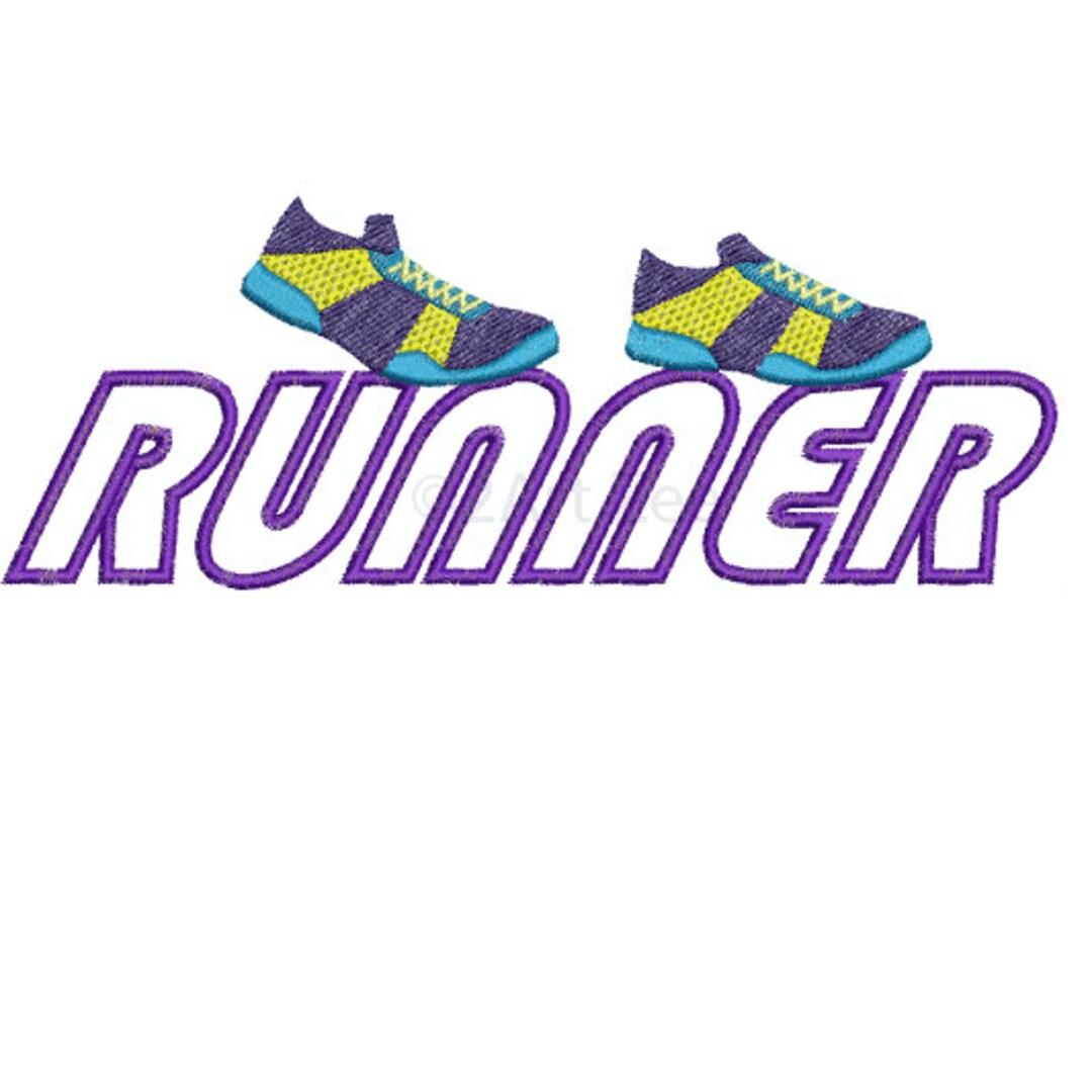 Runner With Sneakers Machine Embroidery and Applique Design - Etsy