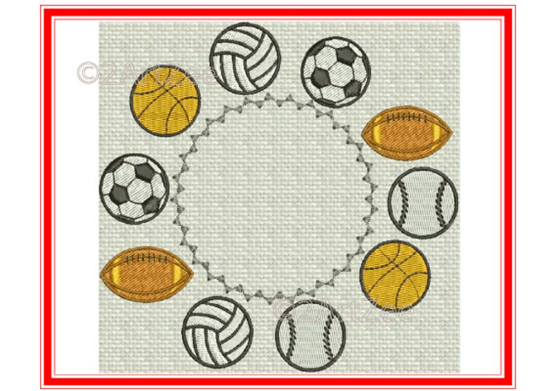 Sports Ball Frame Machine Embroidery Design Game Football - Etsy