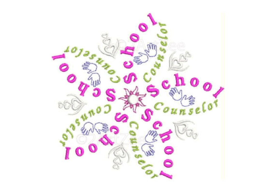 School Counselor Word Flower 3 Sizes Machine Embroidery Design Thank ...