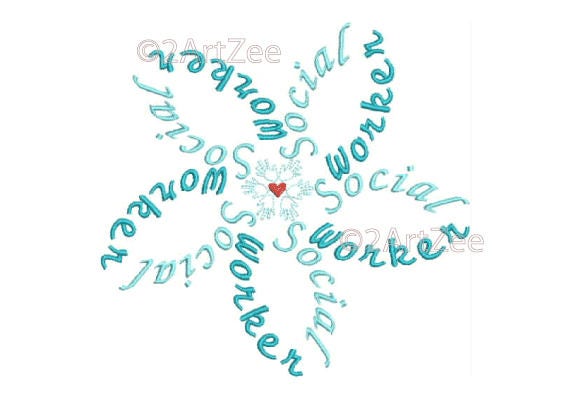 Social Worker Word Flower Machine Embroidery Design | Etsy