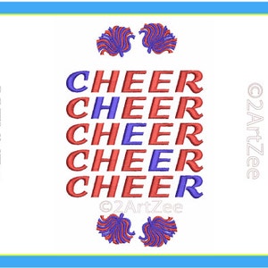 Cheer Word Across With Pom-poms Machine Embroidery Design Cheerleader ...