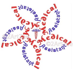 Medical Assistant Word Flower Machine Embroidery Design - Etsy