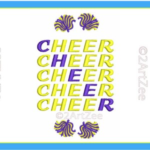 Cheer Word Across With Pom-poms Machine Embroidery Design Cheerleader ...