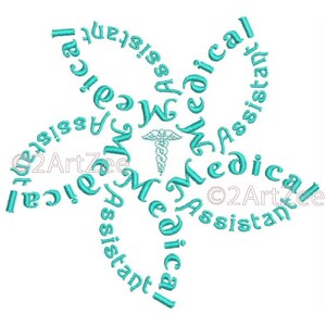 Medical Assistant Word Flower Machine Embroidery Design - Etsy