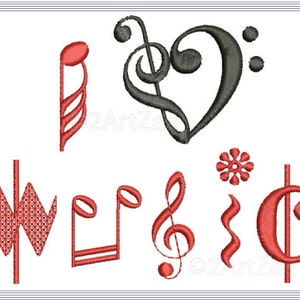 I Love Music Machine Embroidery Design Quilt Design Notes Musician ...