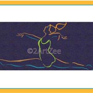Leaping Gymnast Outline Machine Embroidery Design Sports Girls Athlete ...