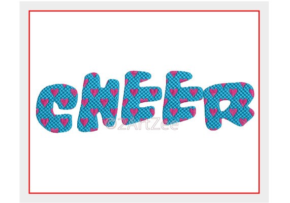 Cheer and Hearts Machine Embroidery Design | Etsy