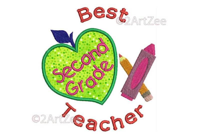 Second Grade Teacher Best Teacher Machine Embroidery Applique - Etsy