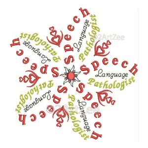 Speech Language Pathologist Word Flower Machine Embroidery Design ...