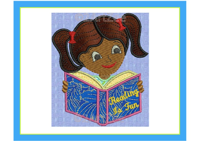 Girl Reading Book Machine Applique Embroidery Design Reading - Etsy