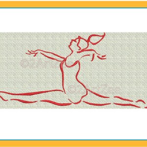 Leaping Gymnast Outline Machine Embroidery Design Sports Girls Athlete ...