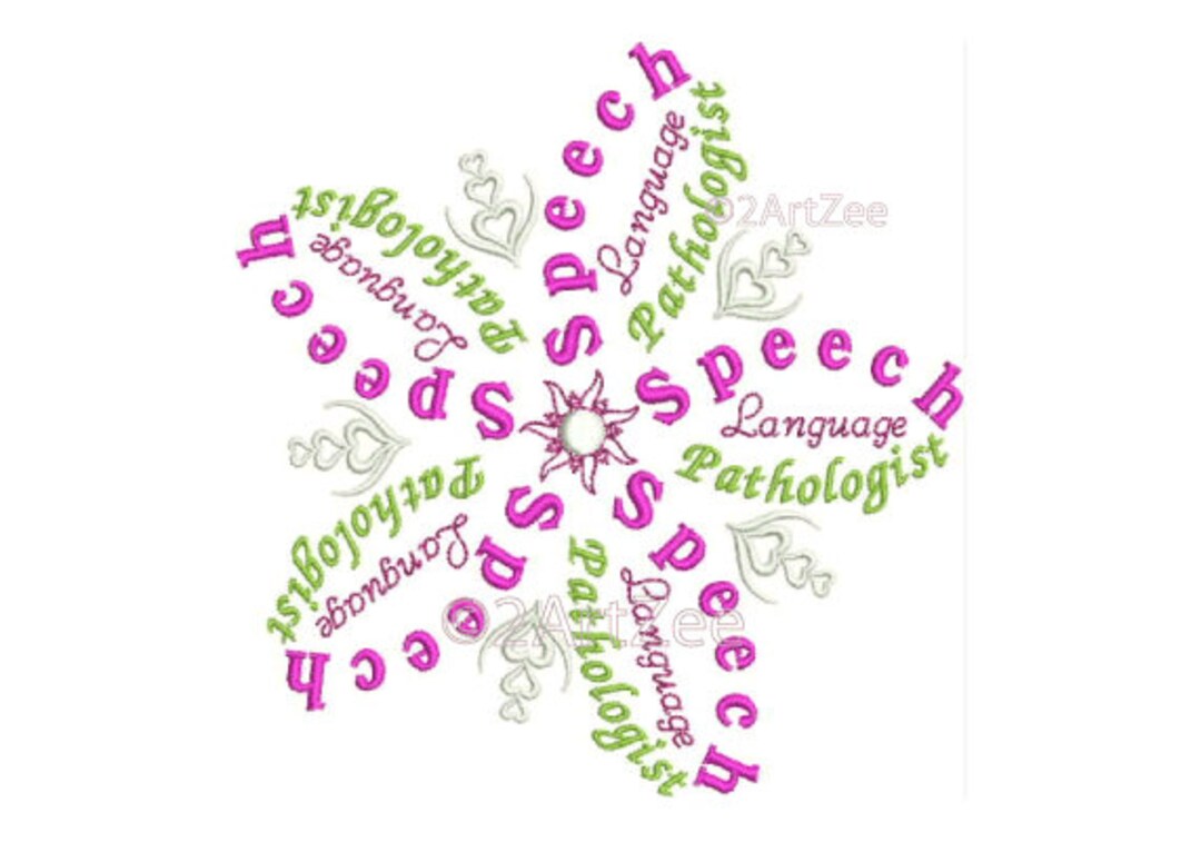 Speech Language Pathologist Word Flower Machine Embroidery Design ...