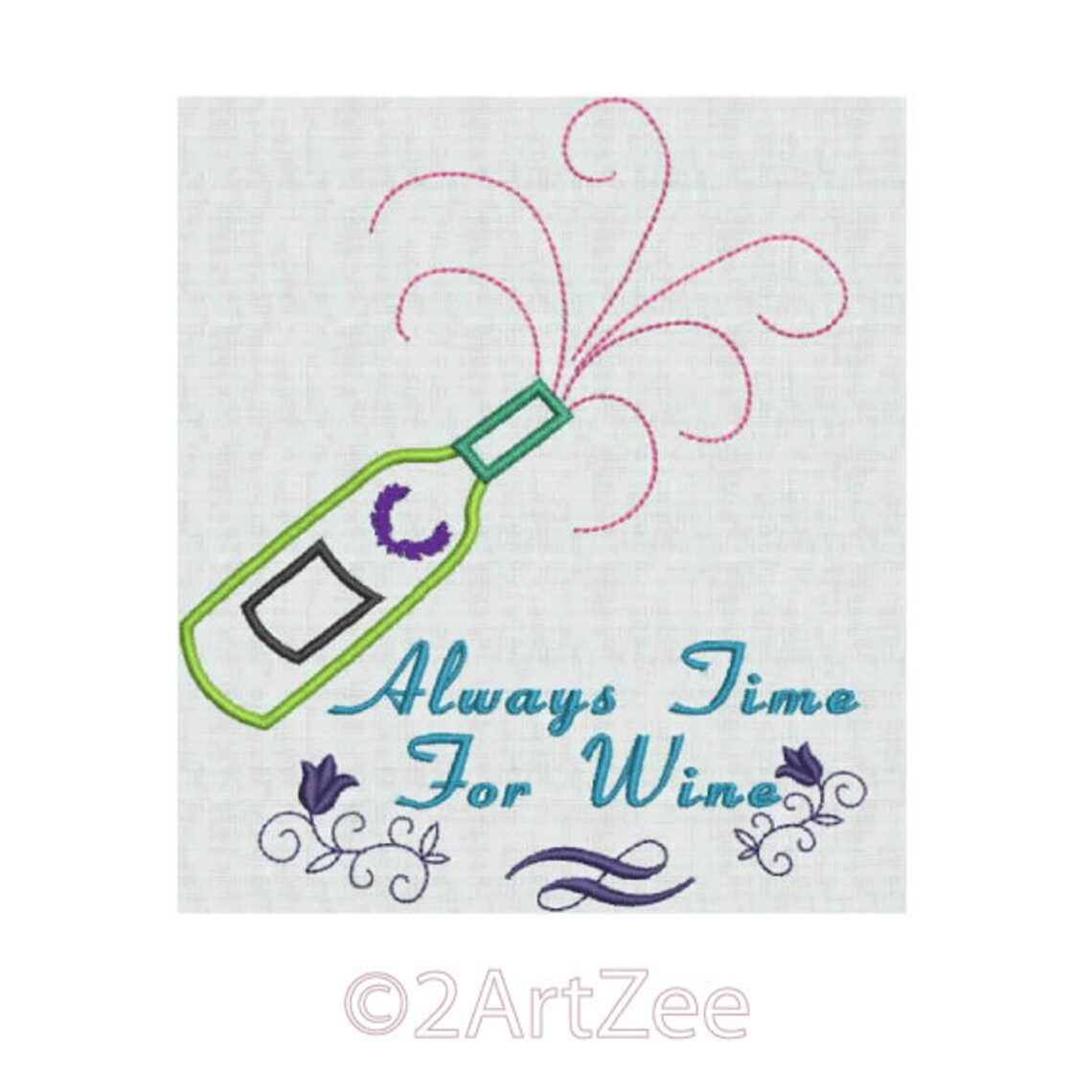 Time for Wine Machine Embroidery and Applique Design Quilt | Etsy