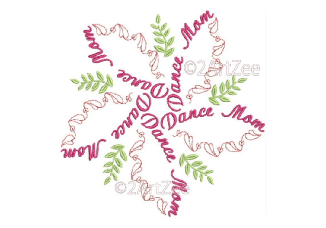 Beautiful Dance Mom Word Flower Machine Embroidery Design 3 Sizes ...