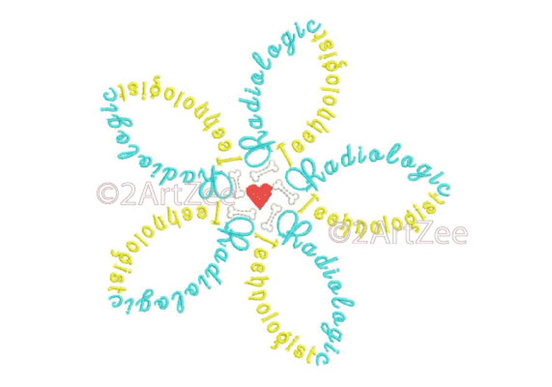 Radiology Technologist Word Flower Machine Embroidery Design - Etsy