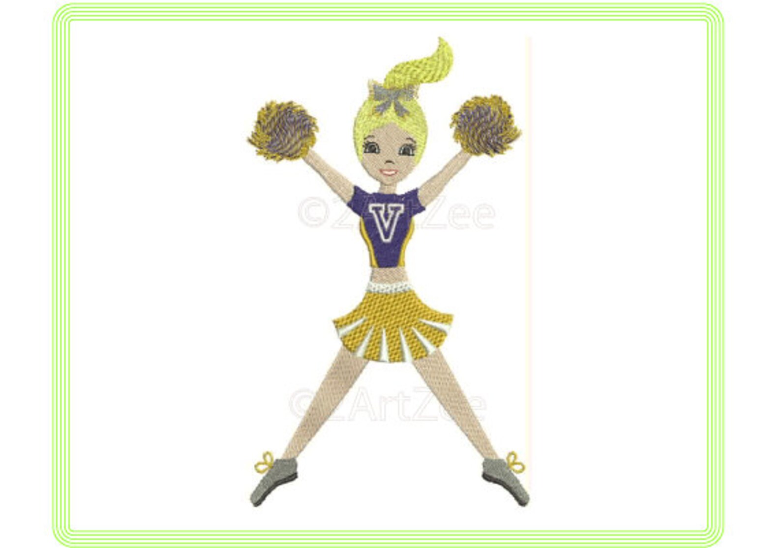 Cheerleading Herkie Hurdler With Pom Poms Machine Embroidery - Etsy