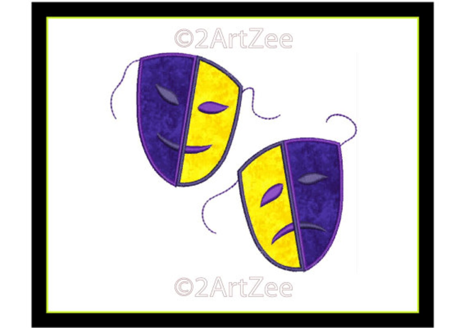 Thespian Drama Masks Applique and Machine Embroidery in Four Sizes - Etsy