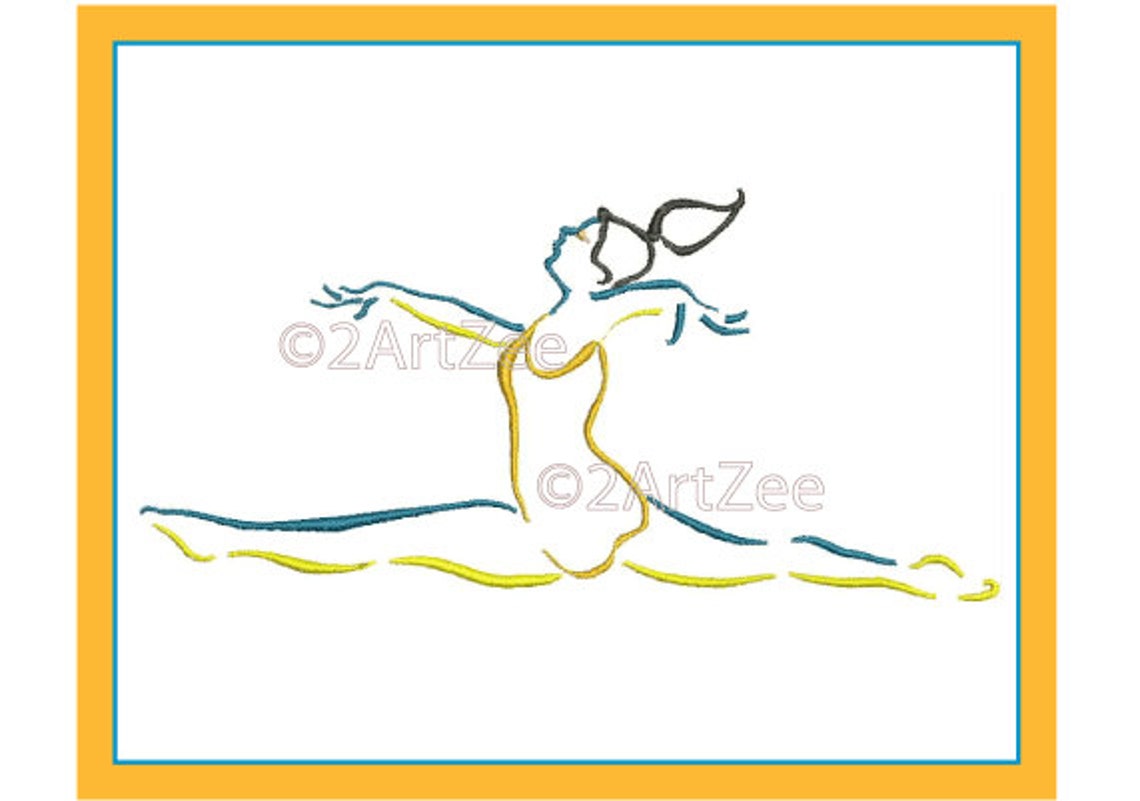 Leaping Gymnast Outline Machine Embroidery Design Sports Girls | Etsy