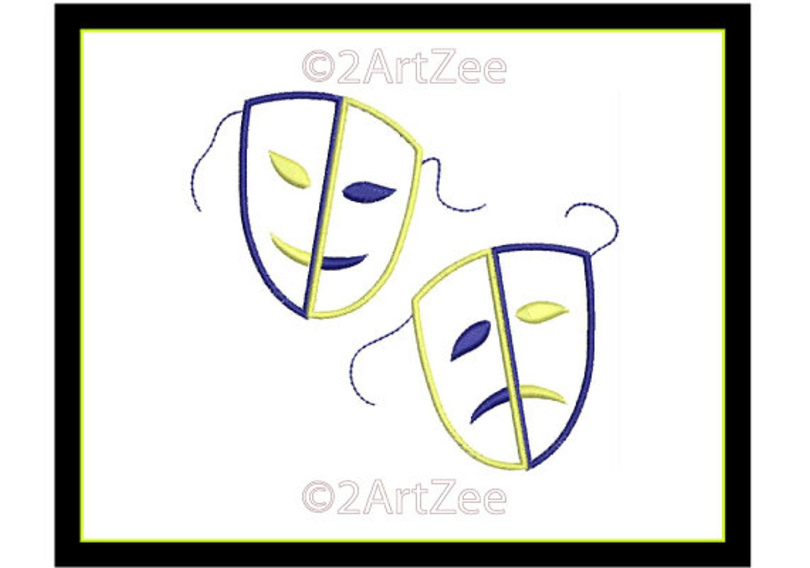 Thespian Drama Masks Applique and Machine Embroidery in Four Sizes - Etsy