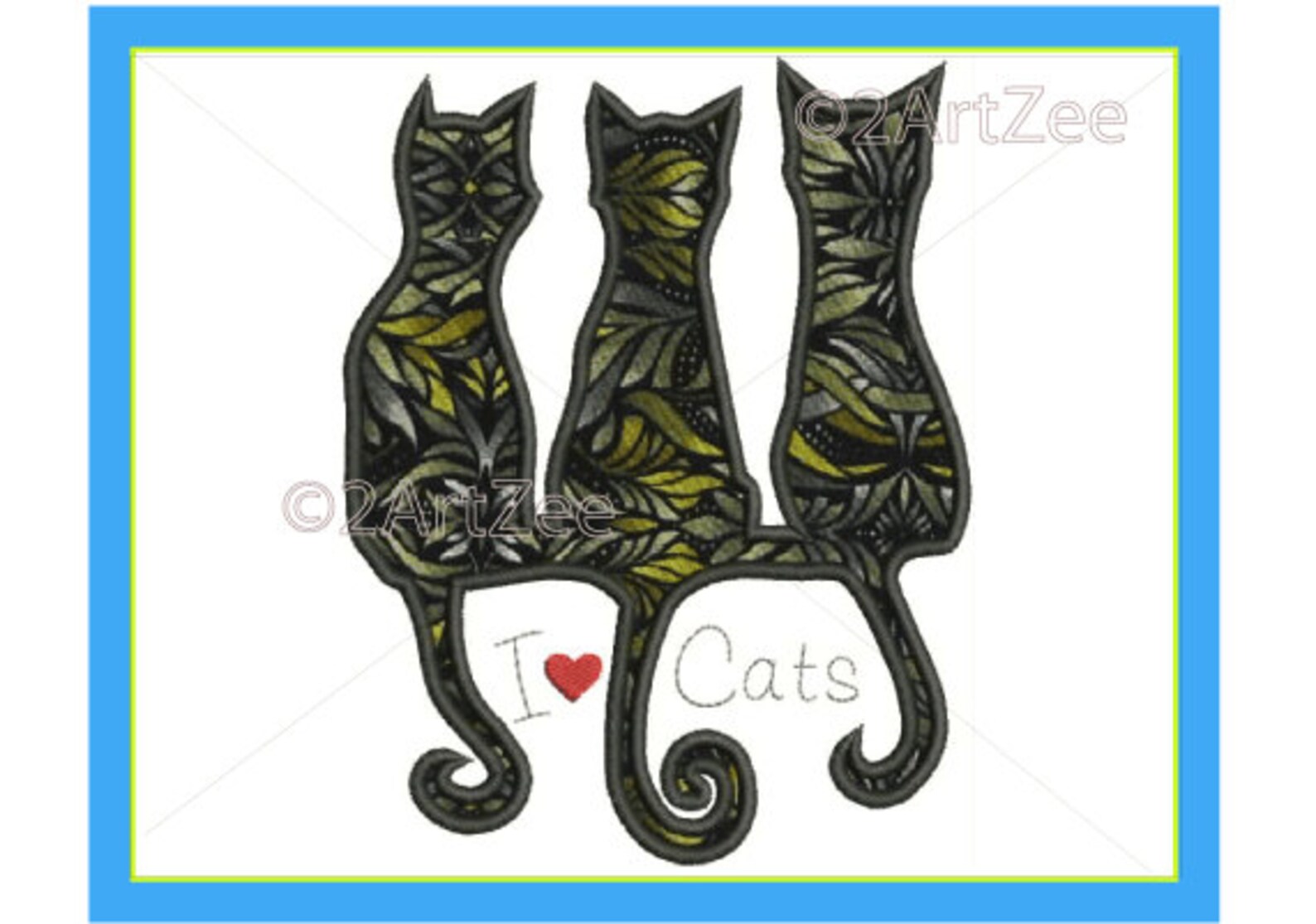 I Love Cats Trio Applique and Machine Embroidery Design in 3 | Etsy