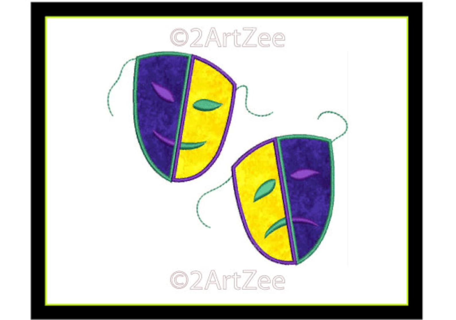 Thespian Drama Masks Applique and Machine Embroidery in Four Sizes - Etsy