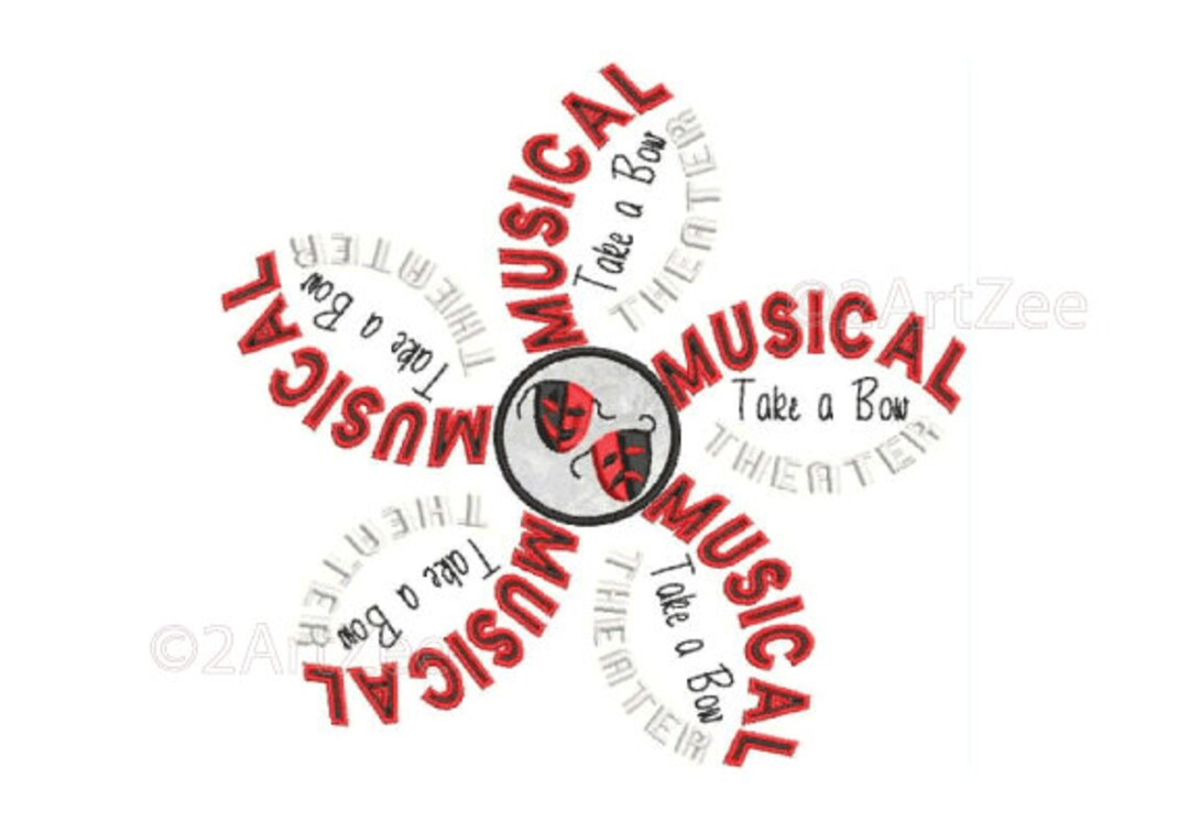 Musical Theater Flower Applique and Machine Embroidery Drama Masks in 5 ...