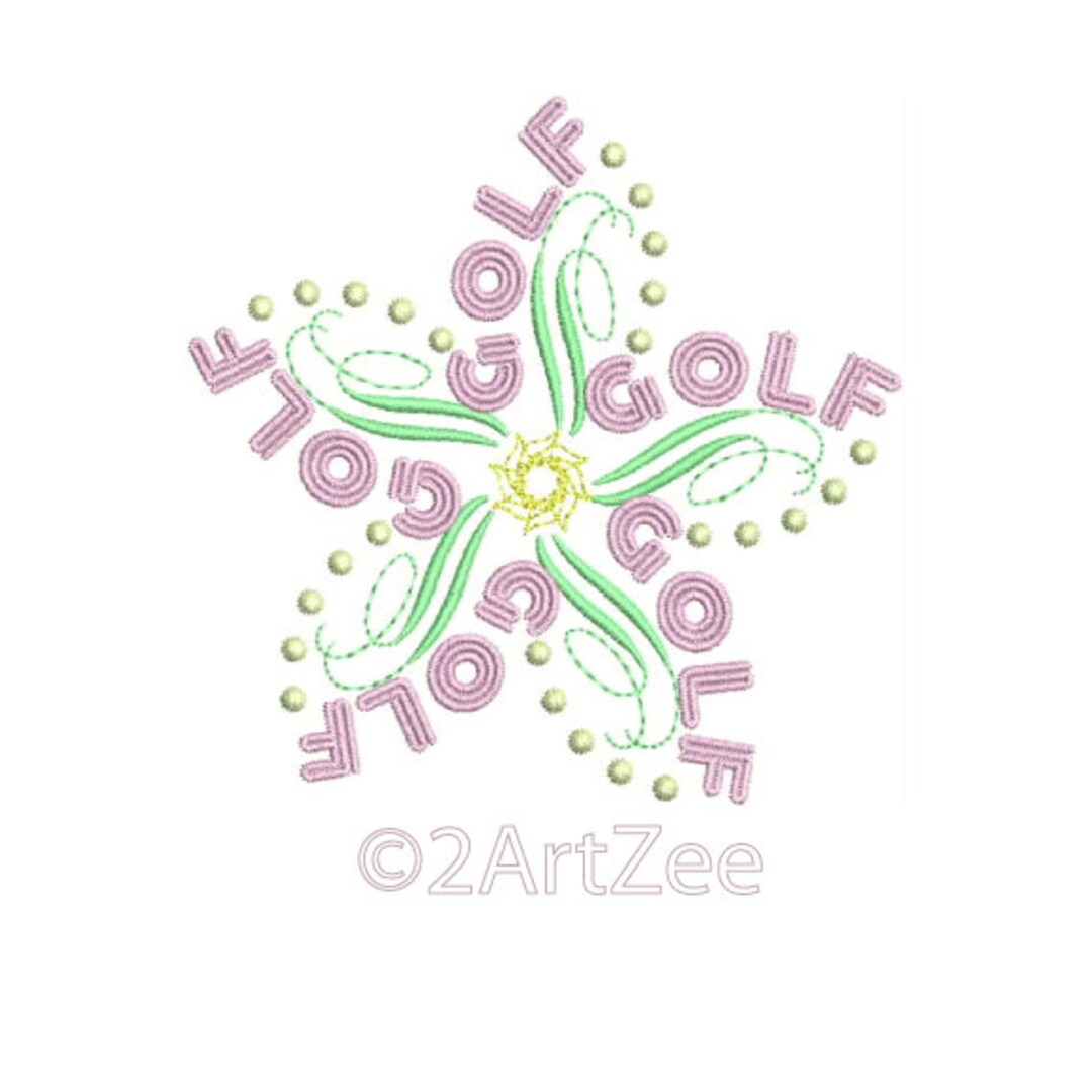 Beautiful and Unique Golf Word Flower Machine Embroidery Design for the ...