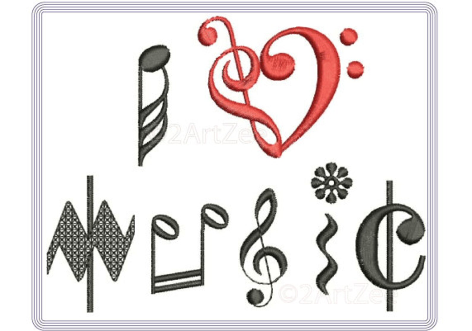 I Love Music Machine Embroidery Design Quilt Design Notes Musician ...