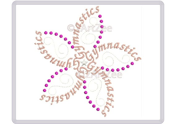 Gymnastics Flower Word Swoop 4x4 and 5x7 Inch Hoop Machine | Etsy