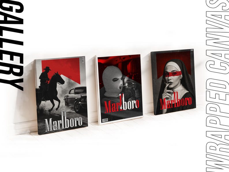 Vintage Cigarette Western Poster Print - Retro Marlboro Print - Vintage ...