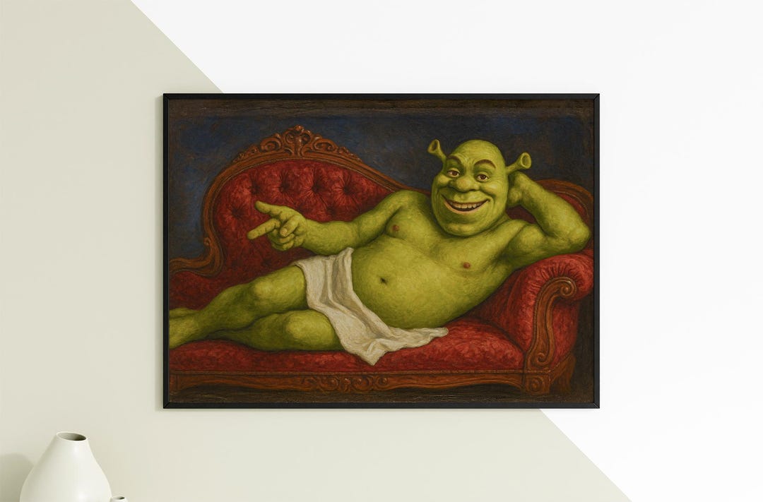 Renaissance Shrek Print | Funny Bathroom Wall Art | Gift Idea | Funny ...