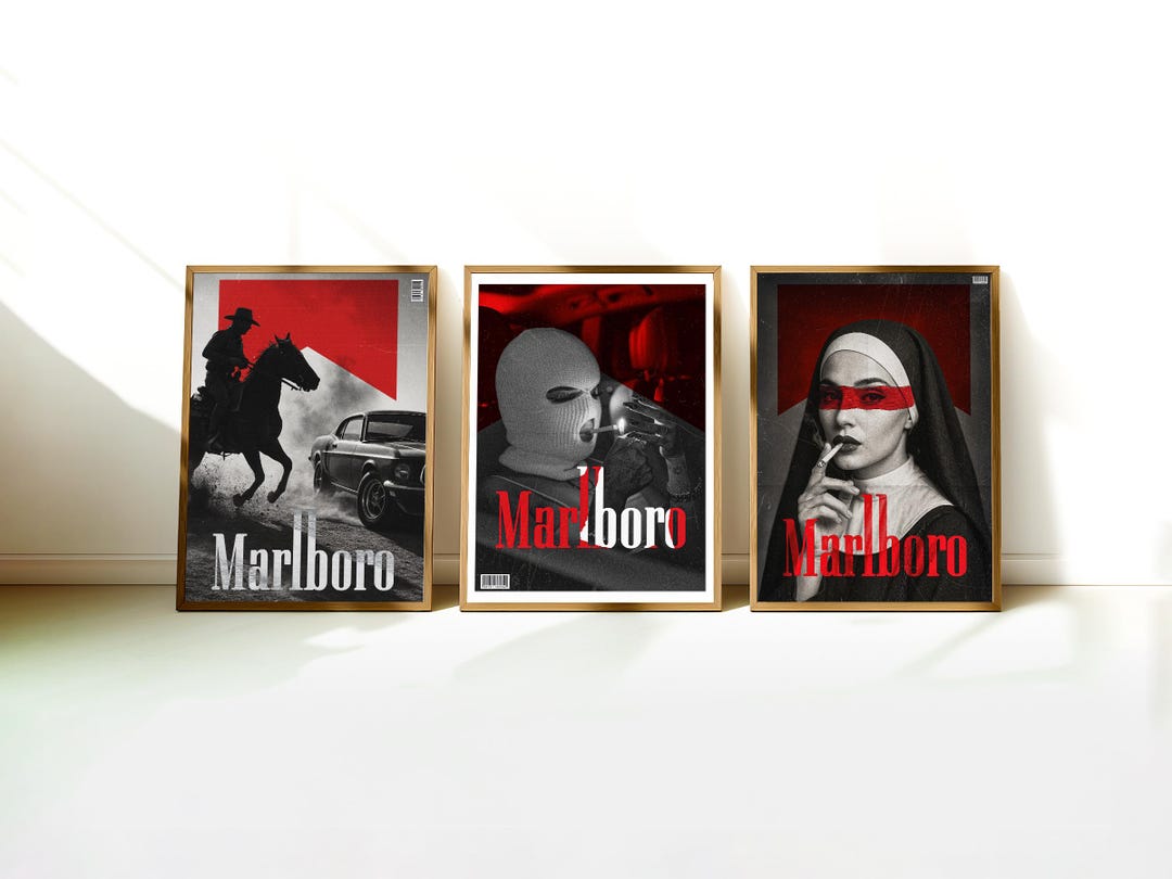 Vintage Cigarette Western Poster Print - Retro Marlboro Print - Vintage ...