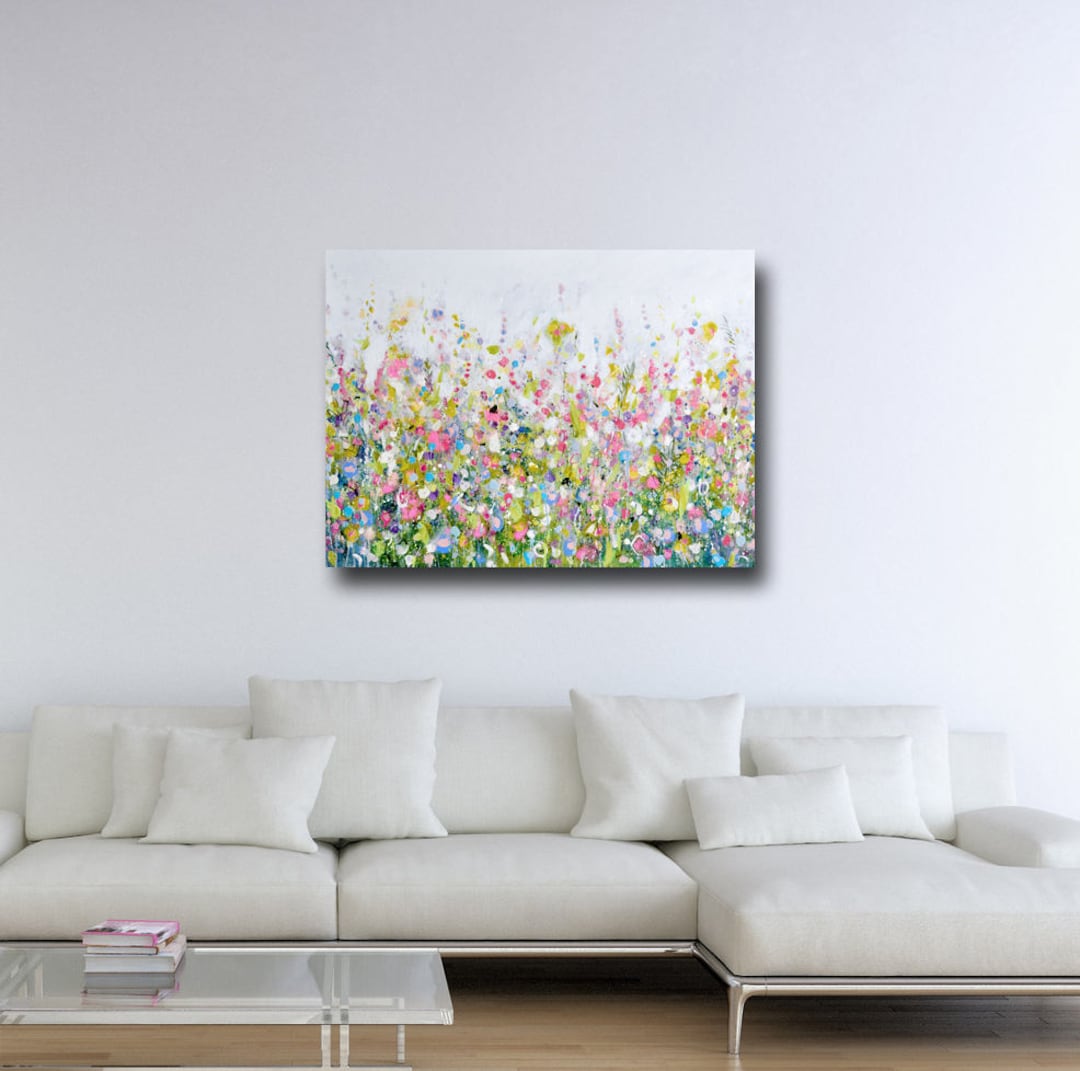 Large Floral Wall Art, Canvas Meadow Art, Abstract Floral Meadow Canvas ...